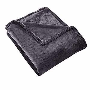 HYSEAS Flannel Fleece Throw Blanket Dark Grey - Super Soft Plush Microfiber Solid Blanket for Couch, Bed, Chair, Sofa - Fuzzy Cozy Lightweight - 50x60 Inch