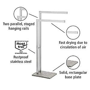 WENKO Granite Hand Towel Holder Stand for Bathroom, Double Tower Racks, Freestanding, 33.86 x 7.87 inch, Satinised