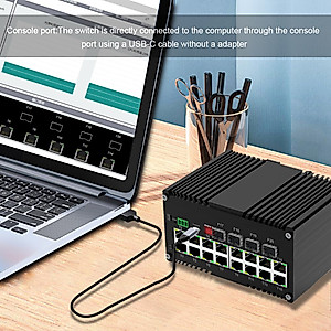 Industrial Gigabit Managed Switch - 16 Ports 10/100/1000Mbps Web Management DIN Rail Ethernet Switch with 4 SFP Slots, Network Switch Support Ring Network, VLAN, STP, LACP, QOS
