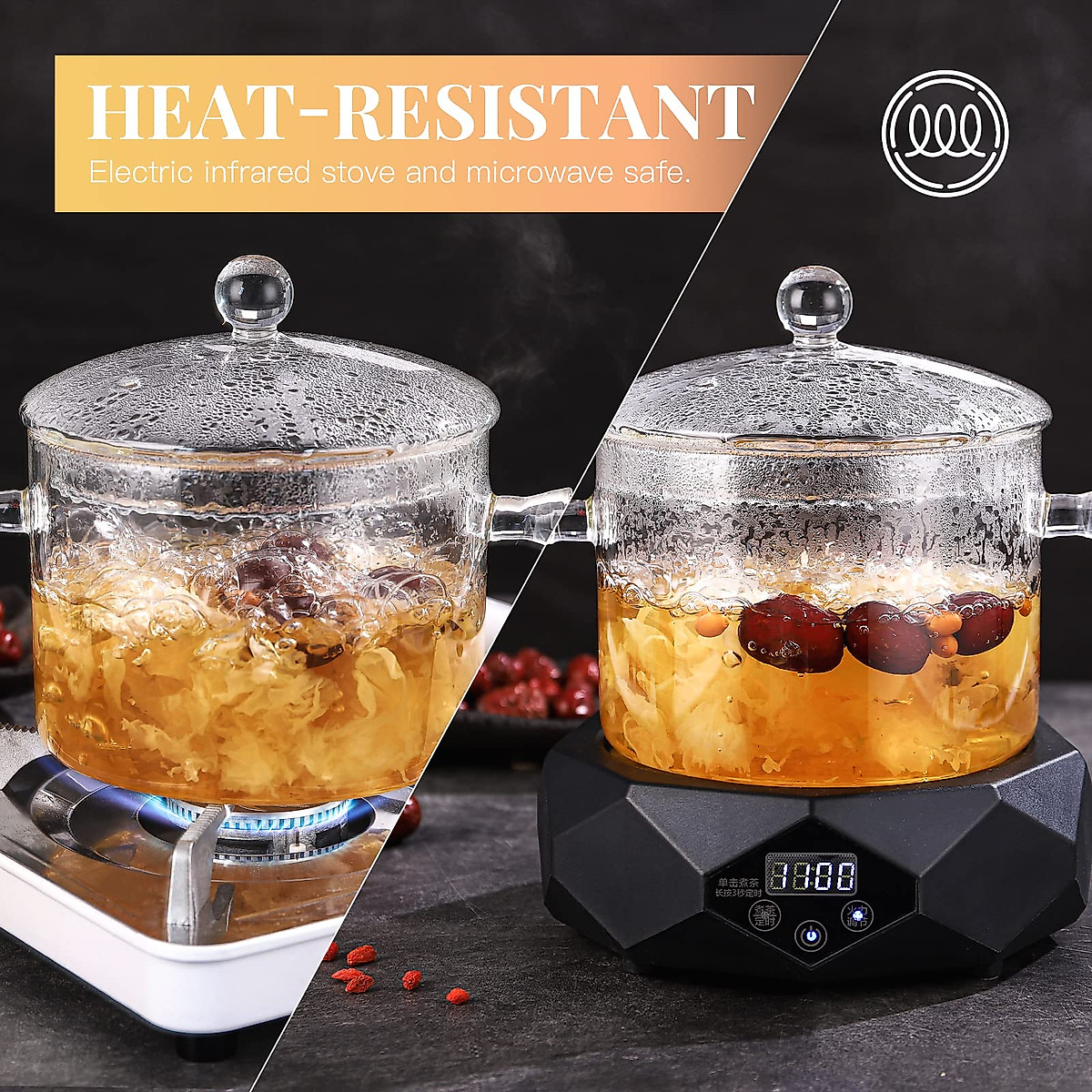 glass pots for cooking on stove - 2.0 Liter Glass Saucepan with Cover Simmer Pot Milk Pot, Heat-Resistant Glass Stovetop Pot and Sauce Pan for Soup, Pasta & Baby Food.