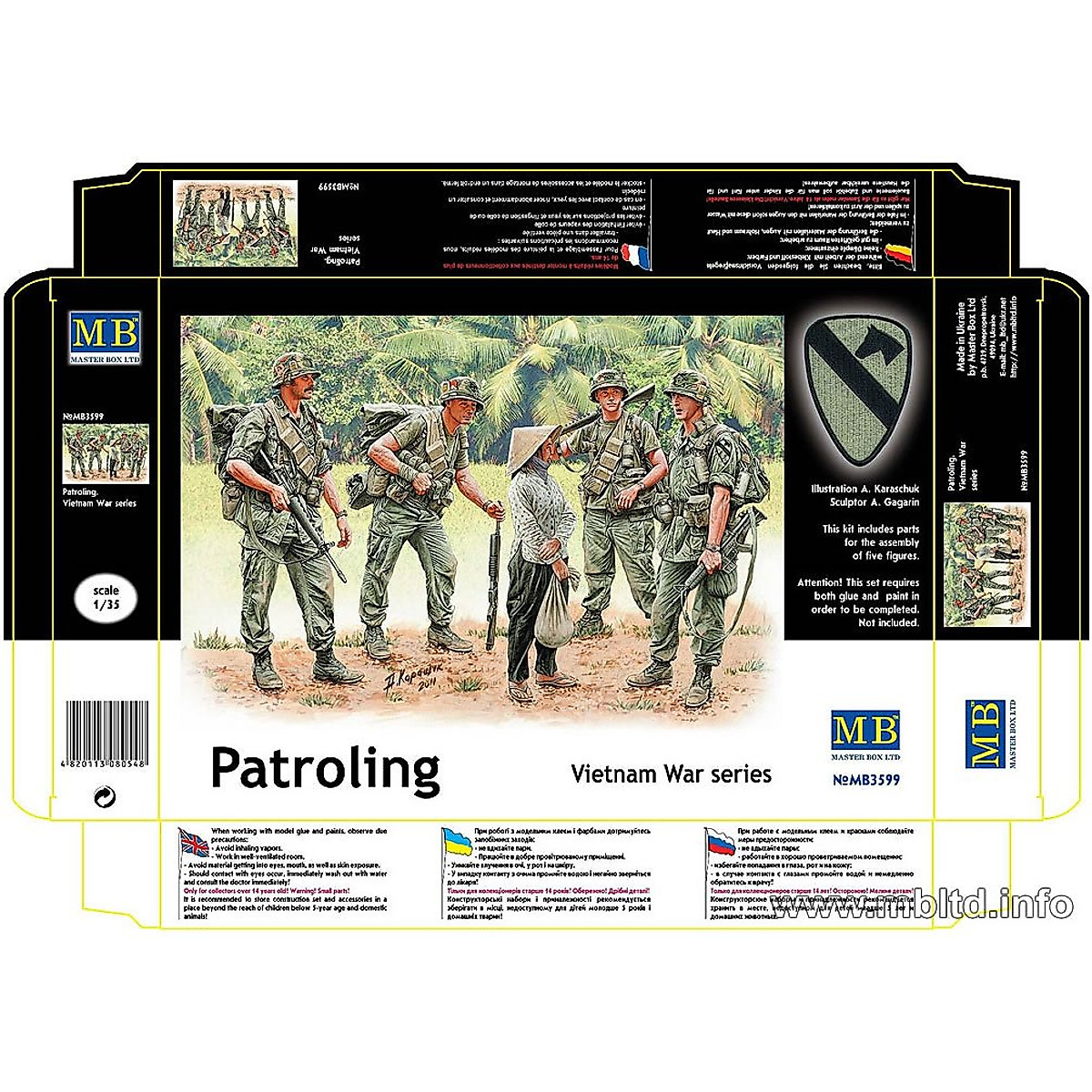 Master Box US Soldiers Patrolling Vietnam (4 and Woman) Figure Model Building Kits (1:35 Scale)