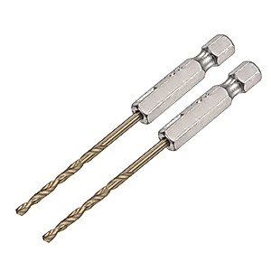 uxcell 2 Pcs High Speed Steel Hex Shank Twist Drill Bit, 2.5mm Drilling Dia with 1/4 Inch Hex Shank 75mm Length