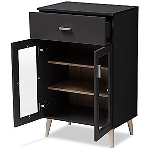 Baxton Studio Jonas Server Cabinet in Dark Grey and Oak Brown