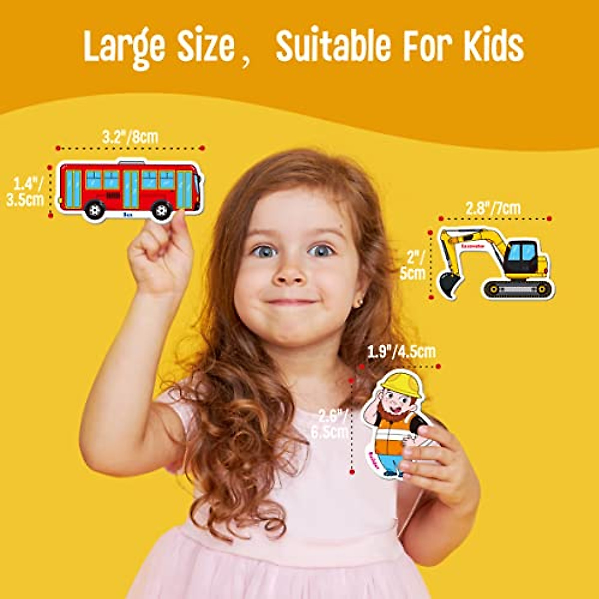 40 PCS Vehicle Magnets, Vehicles and Professions Fridge Magnets for Kids-Common Vehicles, Airplane, Boat & Occupations-Magnetic Transport Refrigerator Decors Educational Learning Toys for Toddlers