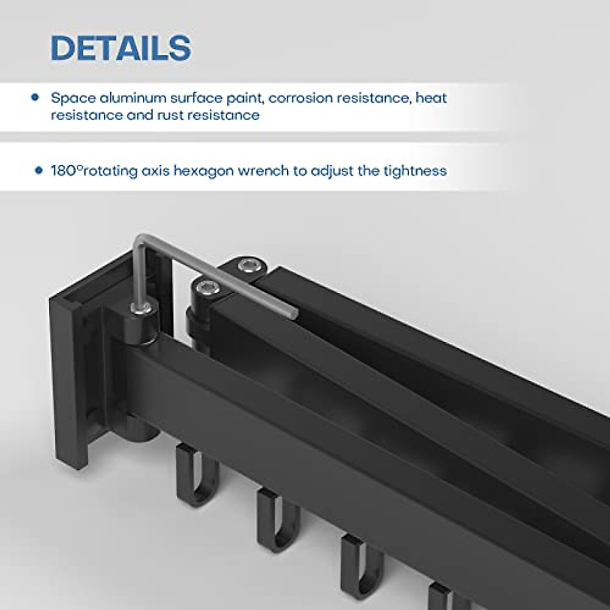 Wall Mounted Clothes Drying Rack Rotatable Retractable Laundry Drying Rack Space-Saver Clothes Hanging Rack Indoor/Outdoor Dryer Racks，3 Rods - 44.9" L