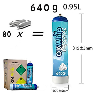 OkWhip 640g Whipped Cream Dispenser 0.95L Tanks(3 Count)