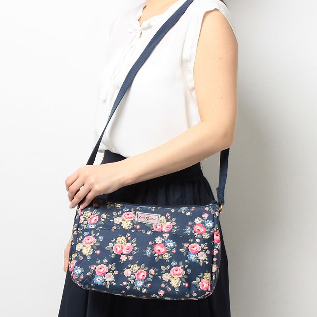 Cath Kidston Matt Oilcloth The All Day Bag Crossbody Handbag Latimer Rose Colour Navy