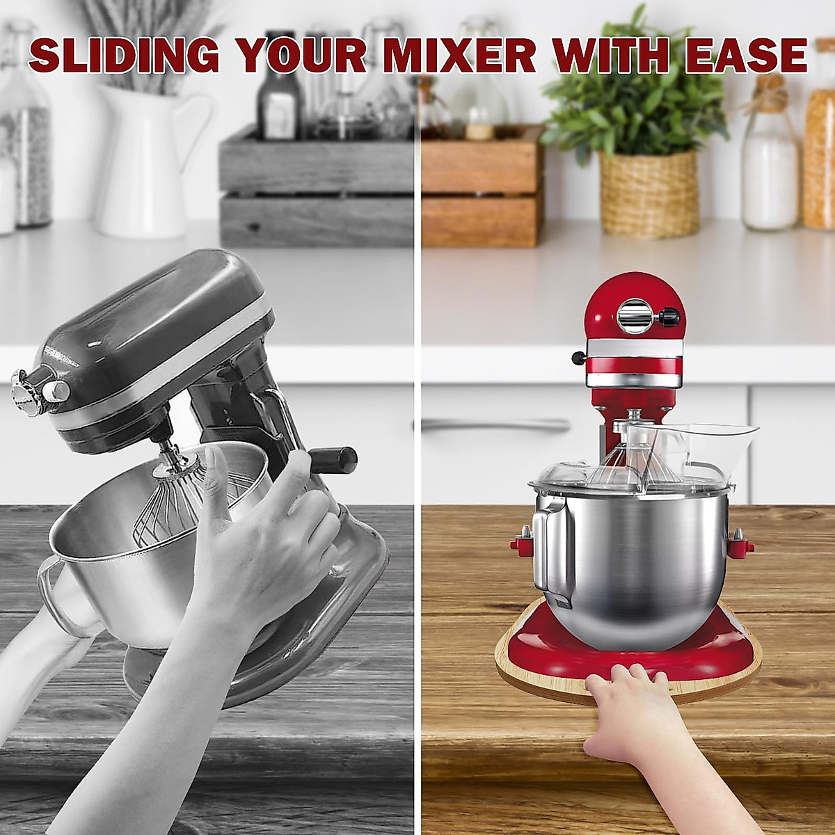 Kitchen Appliance Slider Mat for Kitchen aid 5-8Qt Bowl Lift Stand Mixers, Bamboo Slide Board Compatible with 5-8QT Professional Bowl-lift Stand Mixer, Under Cabinet Sliding Tray for Countertop