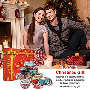 Christmas Scented Candles Gifts Sets: 9 Pack Natural Soy Wax Candle Set with Fragrance Essential Oil Perfect Women Valentine's Gift for Stress Relief and Aromatherapy