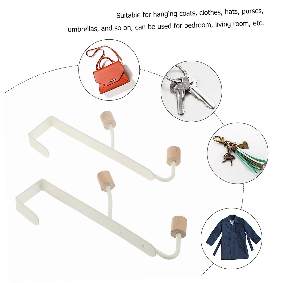 Zerodeko 18 Pcs Coat Hook Behind Door Behind Door Hooks Over Door Towel Hanger Hooks for Hanging Coats Over The Door Coat Hook Storage Hangers Storage Hook White Hook Rack Wood Hook up