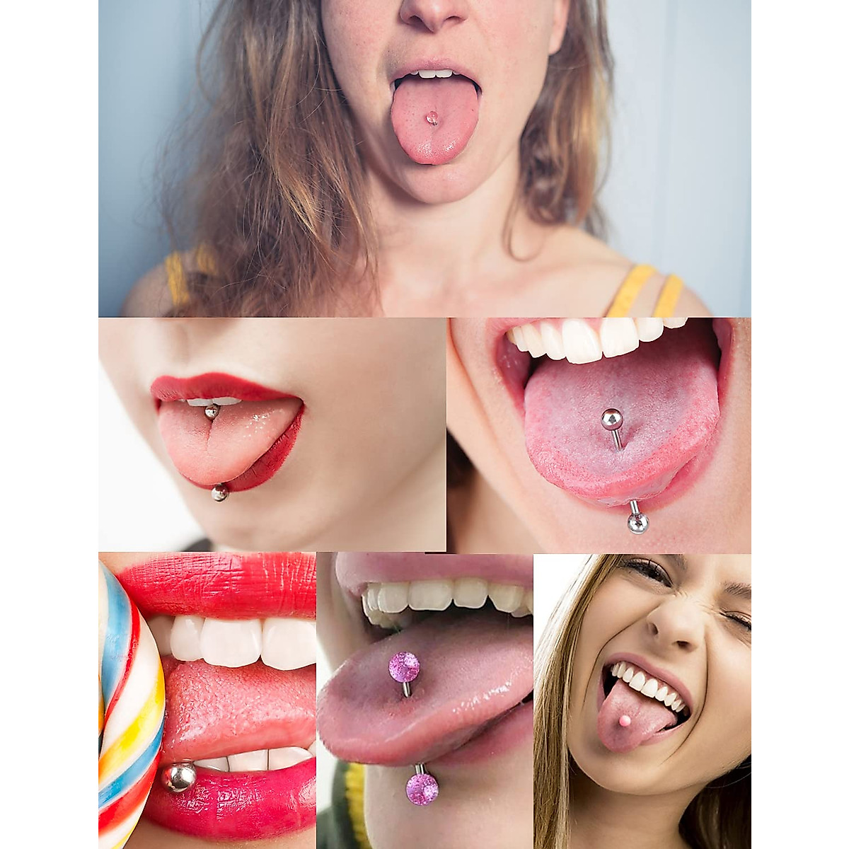 Prjndjw 14G Surgical Steel Tongue Rings Glow in the Dark Tongue Nipple Rings Steel Ball Body Piercing Jewelry for Women Men 24Pcs 16MM