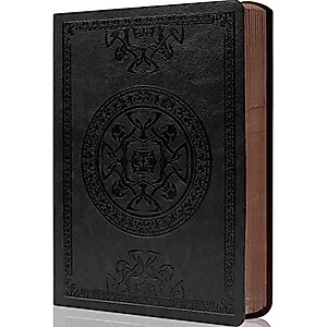 CAGIE Leather Vintage Journal for Men Soft Cover 256 Lined Pages Notebook 180 Lay Flat for Writing Travel Diary, 5.7'' x 8.3'', Black