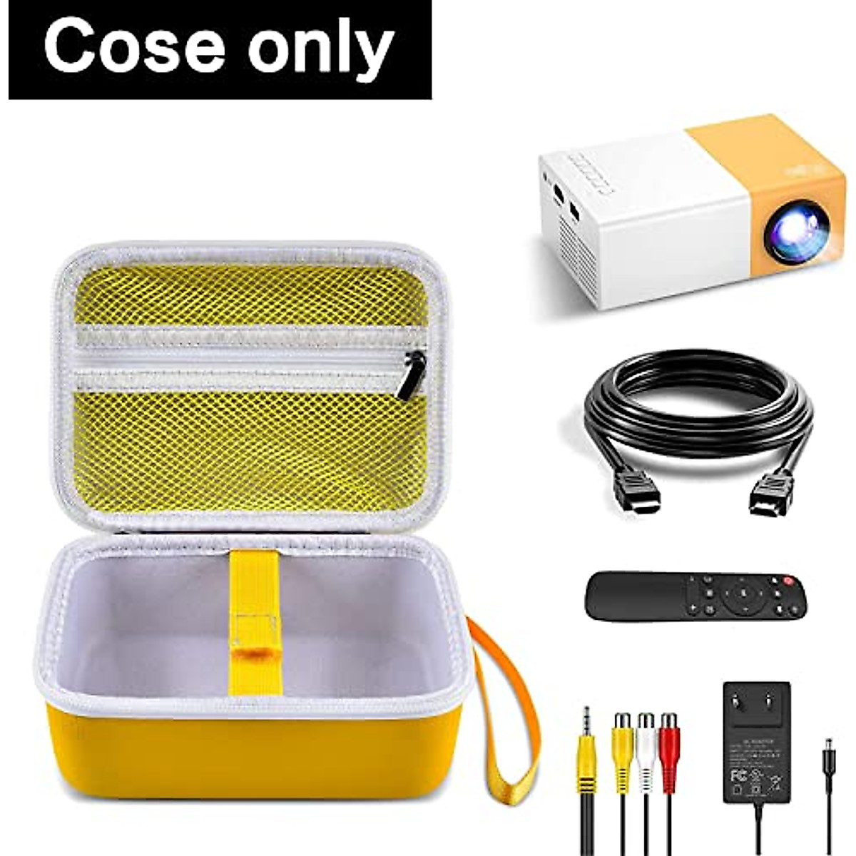 Case Compatible with PVO/ for Meer YG 300 1080P HD Outdoor Movie Mini Projectors, Portable LED Pico Video Projector Hard Travel Carrying Small Bags(Box Only)-Yellow