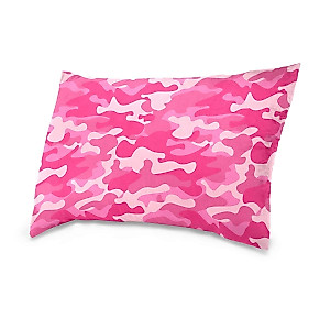 Enzenon Pillow Case Standard Size with Zipper Cotton Print Camouflage Pink Super Soft Cozy Pillow Cover 16x24 Inche