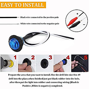 PSEQT 3/4" LED Rock Lights Round Underglow Wheel Fender Side Marker Clearance Lights with Bullet Grommets Waterproof for Trailer Golf Cart Offroad Wrangler Truck RV UTV ATV (Blue, 10Pcs)