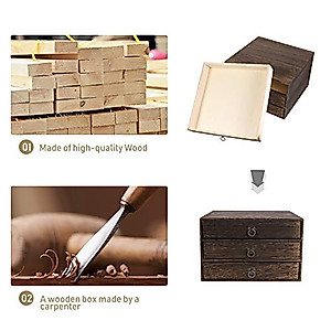 Cabilock Storage Wood Tier Accessories Office Cosmetics Drawer Shallow Kitchen Counter Sundry Cosmetic Wooden Supplies Container Holder Layer Organiser Drawers Retro Stackable Jewelery