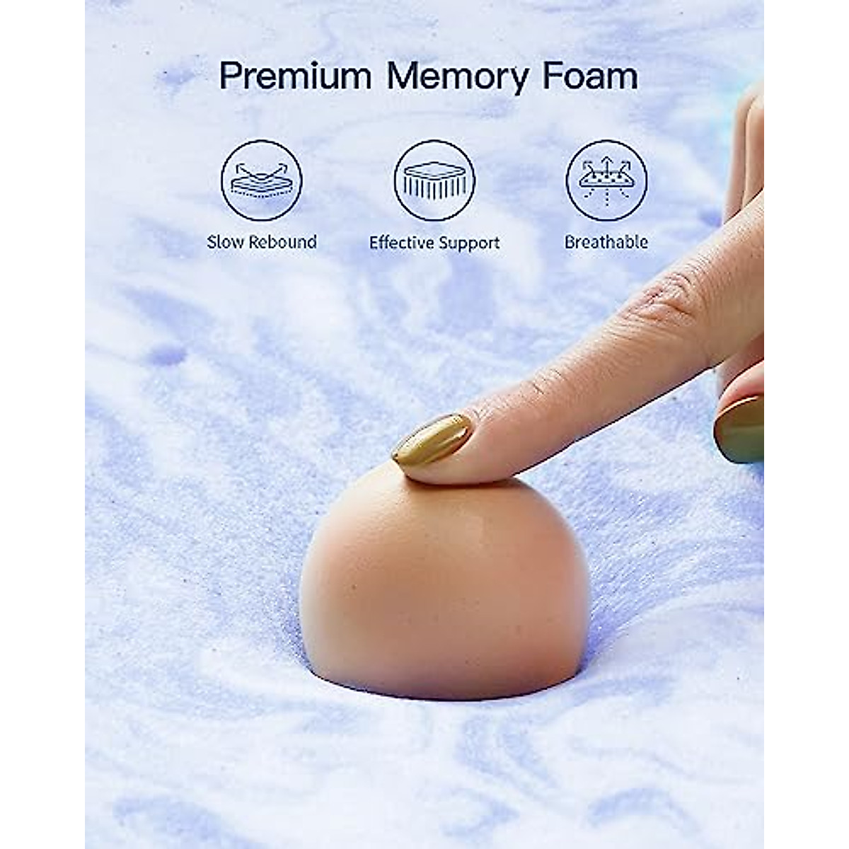 PERLECARE 3 Inch Queen Memory Foam Mattress Topper for Pressure Relief, Cooling Gel Infusion, CertiPUR-US Certified Purple