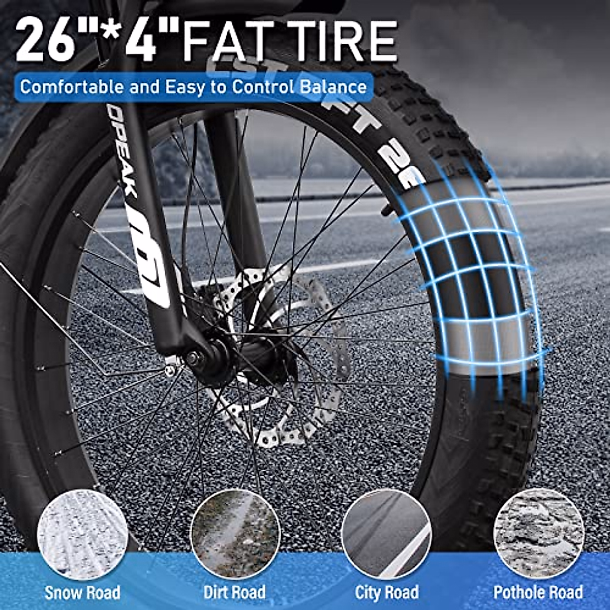 OPEAK Electric Bike for Adults Electric Mountain Bicycke with 750W High Speed Motor, 48V 12Ah Removeable Battery, E-Bike with 8 Speed Gear, 26'' x 4'' Fat Tire Suspension Fork (UNIK - White)