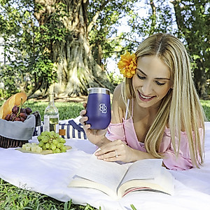 Wine Tumbler with Lid Insulated Set of 2 - Perfect Glft for women or men. Includes Portable Durable Tote for Boating, Beach, Travel Designed by Bruno Bianci