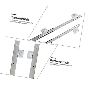 WOONEKY Keyboard Rails Keyboard Tray 1 Pair Full Slide Thickness White Construction Side Bearing Inches Mounting Furniture Stand Slide-Out Out Duty Steel Metal Mount Track Drawer