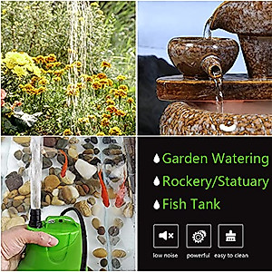 ALLYLANG 330GPH 25W Aquarium Submersible Water Pump, Apply to Fish Tank / Pond Fountain / Statuary / Hydroponics with 3 Nozzles 5.9ft Power Cord (330GPH)