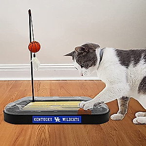 Cat Scratch Toy NCAA KENTUCKY Wildcats REVERSIBLE Basketball Court Felt/Cardboard Cat Scratcher Toy. Interactive Cat Ball Bell in Tracks. 6-in-1 CAT TOY: Cat Wand Poll, CATNIP-FILLED Plush Basketball