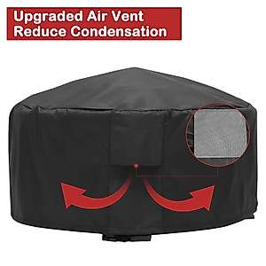 SINGLYFIRE Fire Pit Cover Round for 22Inch-26Inch Fire Pit Heavy Duty Thick PVC Coating with 2Air Vents Waterproof Firepit Cover Outdoor Anti-UV Fire Bowl Cover All-Season Protection