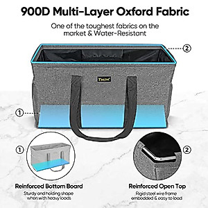 BALEINE Extra Large Utility Tote Bag with Wire Frame for Storage (Light Grey, 1-Pack)