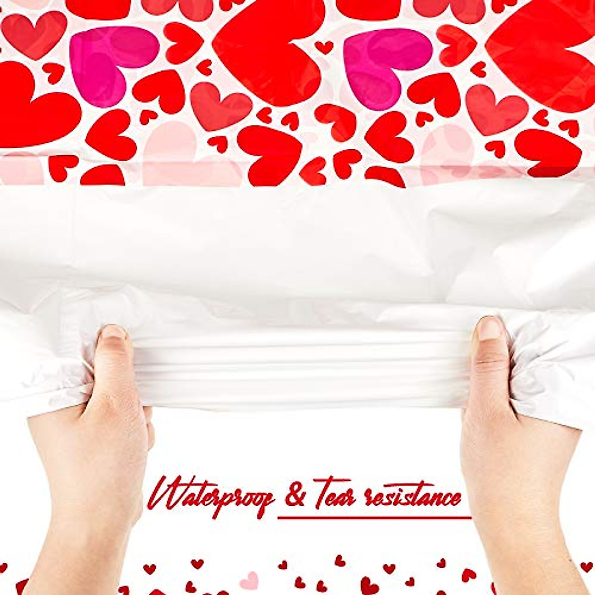 Valentine Tablecloth Disposable Plastic Valentines Table Cover Multi-Color Hearts Tablecloth for Valentine's Day Party Supplies, 42 x 70 inch (2)