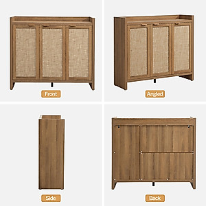 SICOTAS Rattan Shoe Storage Cabinet, 30 Pairs Shoe Cabinet Storage for Entryway, 6-Tier 41" Tall Shoe Cabinet Storage, Farmhouse Boho Storage Cabinet with Doors for Entryway Hallway Closet Living Room