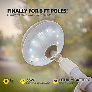 Deneve - Dot Solar Flag Pole Light - for 6ft Wall Mounted Spinning Pole - Flag Pole Light Solar Powered to Show Respect & Patriotism - RV Flag Pole LED Light…