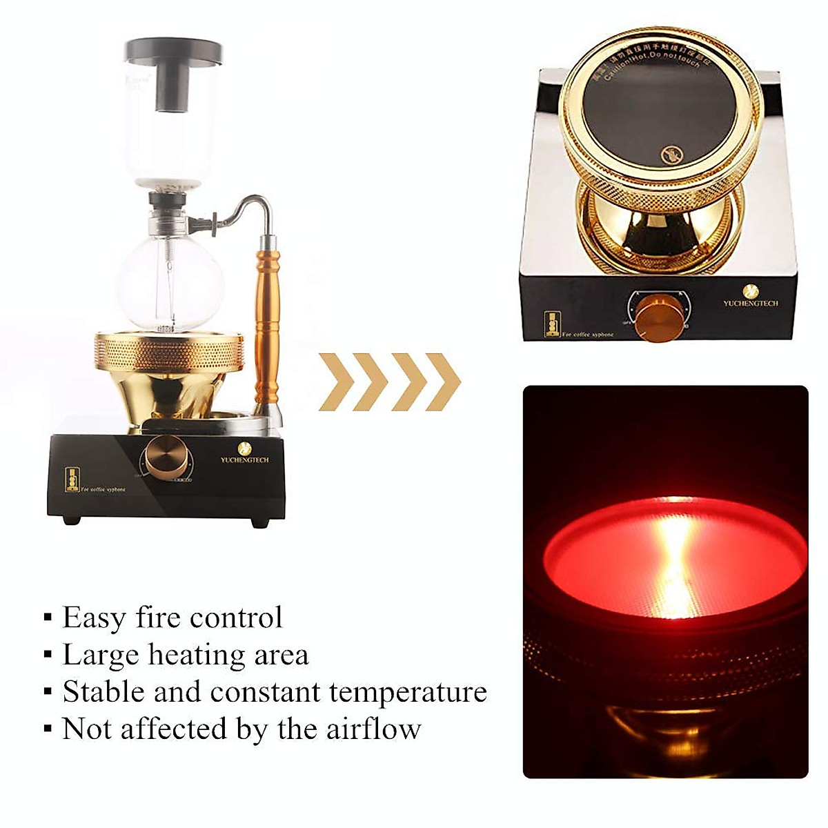 YUCHENGTECH Halogen Beam Heater Burner Smart Siphon Beam Heater for Hario Yama Syphon Coffee Maker (Upgrade 110-120V) (110V)