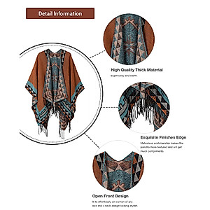 MissShorthair Women's Printed Shawl Wrap Fashionable Open Front Poncho Cape, Gift for Women