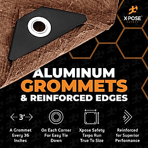 Multipurpose Protective Cover Brown Poly Tarp 6' x 8' - Durable, Water Resistant, Weather Resistant - 5 Mil Thick Polyethylene - by Xpose Safety