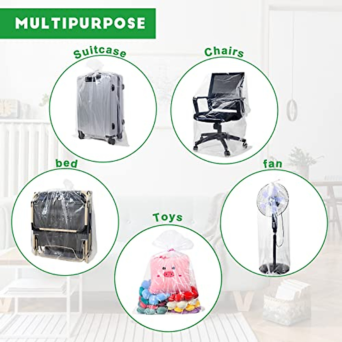 30 Pcs 32 x 41 Inch 39 x 59 Inch Large Clear Plastic Storage Bags Giant Jumbo Dustproof Moistureproof Bags Clothes Blanket Storage Bags for Moving Space Saving Packing Trash Travel Luggage, 2 Mil