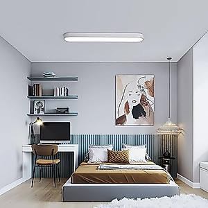 Becailyer Modern Ceiling Light, 72W Dimmable LED Ceiling Light Fixture with Remote Control, 31.4" Linear Ceiling Lighting Fixtures for Living Room Kitchen Dining Room Bedroom Hallway, White