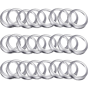 24 Pieces Regular Mouth Canning Jar Replacement Metal Rings Practical Screw Jar Bands Leak Proof Tinplate Metal Bands Rings, Compatible with Mason Jar (Silver)