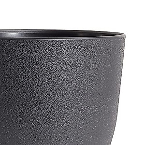 WOUSIWER Plant Pots 10/9/8 inch, Set of 3 Modern Decorative Plastic Planters with Drainage Holes and Saucers for House Plants Indoor Flowers Plants, Black