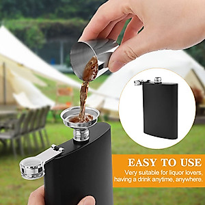 6pcs/set 8oz 12oz Party Camping Barbecue Stainless Steel Hip Flask With Funnel,Stainless Steel Shot Cup,for Men & Women(Black)
