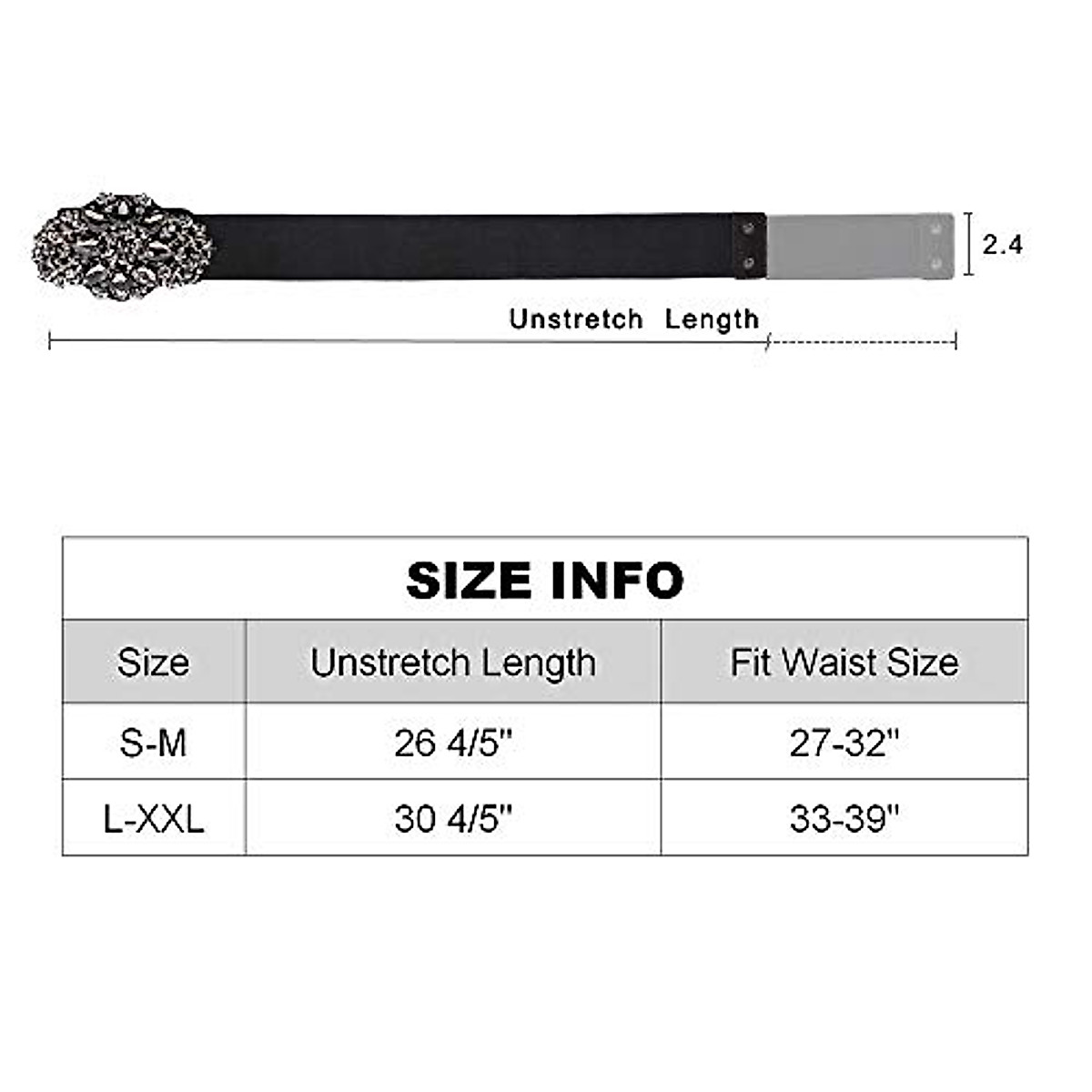 Dorchid Women Rhinstone Belt Full Crystal Buckle Cummerbund Wide Elastic Waistband 7 Colors Black