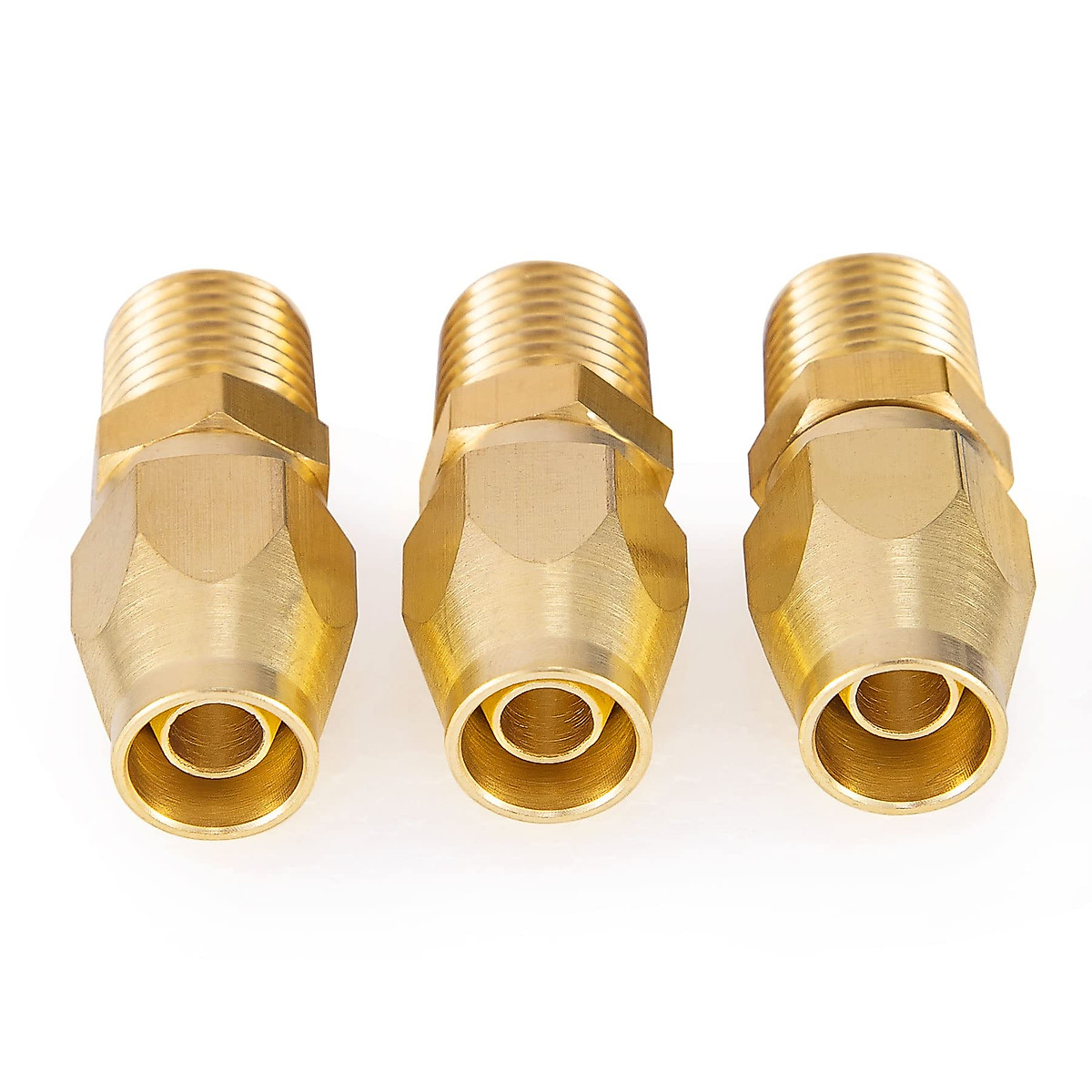 Breezliy Premium Solid Brass 4PCS Reusable Replacement Fitting For 1/4-Inch ID Hose,1/4-Inch NPT Rigid