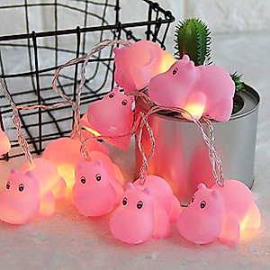 4.9 ft 10 Lights Battery Pet LED Decorative Hippo Indoor Outdoor Decor String Light, Baby Room Decoration, Child Room Decoration, Cute Gifts Party Bedroom Garden Decorations Ornaments Supplies