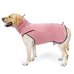 ROZKITCH Dog Sweater for Cold Weather, Extra Warm Polar Fleece Dog Coat, Dog Jacket with Turtle Neck, Soft Dog Vest, Snow Coat for Dogs, Dog Pullover, Dog Winter Clothes for Small Medium Dogs Pink