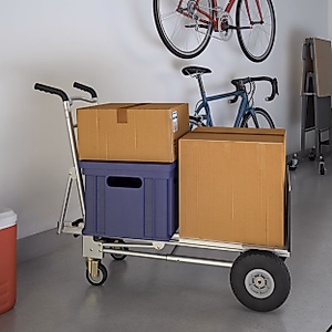 COSCO 3-in-1 Assist Series Aluminum Hand Truck/Cart with Flat Free Wheels, 800 lb/1000 lb Capacity, Silver