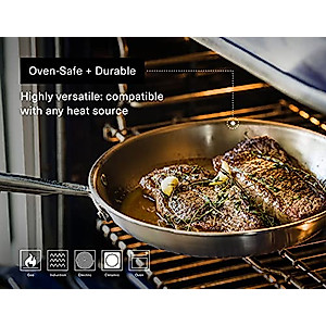 Misen Stainless Steel Cookware Bundle - Includes 12" Stainless Frying Pan, Fish Spatula, Stainless Tongs - Metal, Stainless Steel, Non-Stick, Left-Handed - Cookware Accessories, Kitchen Gadgets