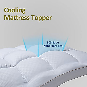 TopTopper Mattress Topper California King, Cooling Mattress Pad Cover for Hot Sleepers, Extra Thick 5D Snow Down Alternative Overfilled Plush Pillow Top with 8-21 Inch Deep Pocket - 72"x84" White