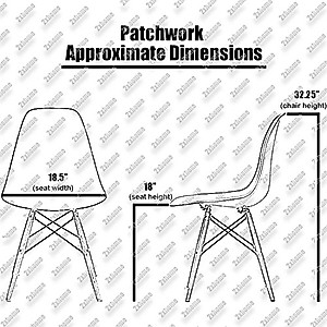 2xhome - DSW Molded Plastic Shell Bedroom Dining Side Ray Chair with Brown Wood Eiffel Dowel-Legs Base Nature Legs (Patchwork S)