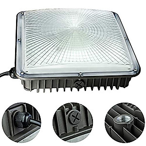 GreenSun 2 Pack of 70Watt LED Canopy Lights,NO Weather Proof,9.5" x 9.5",120V 277V for Playground, Gym, Warehouse, Garage,Backyard (2Packs-70W)