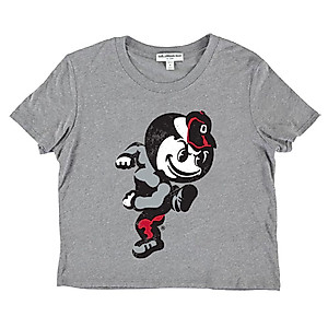 Suburban Riot The Ohio State University Official Brutus Dylan Women's Short Sleeve Crop Top, Athletic Heather (X-Small)