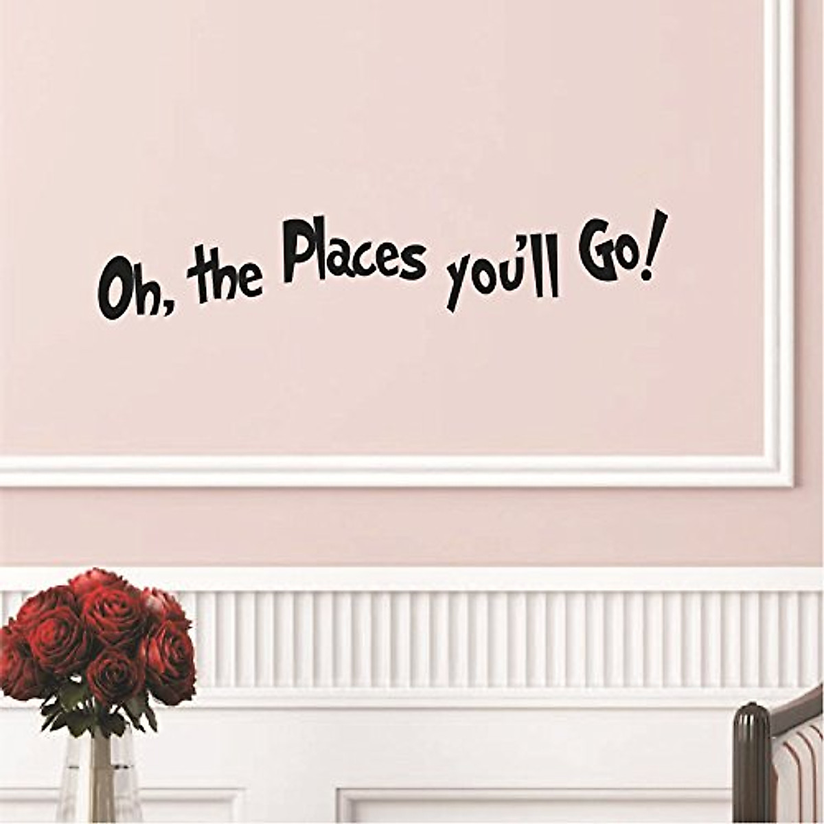DNVEN Quotes Decals Oh The Places You'll Go Wall Stickers Removable DIY Vinyl Word Arts Murals for Children Bedrooms Family Playrooms Classrooms 35 inches x 6 inches